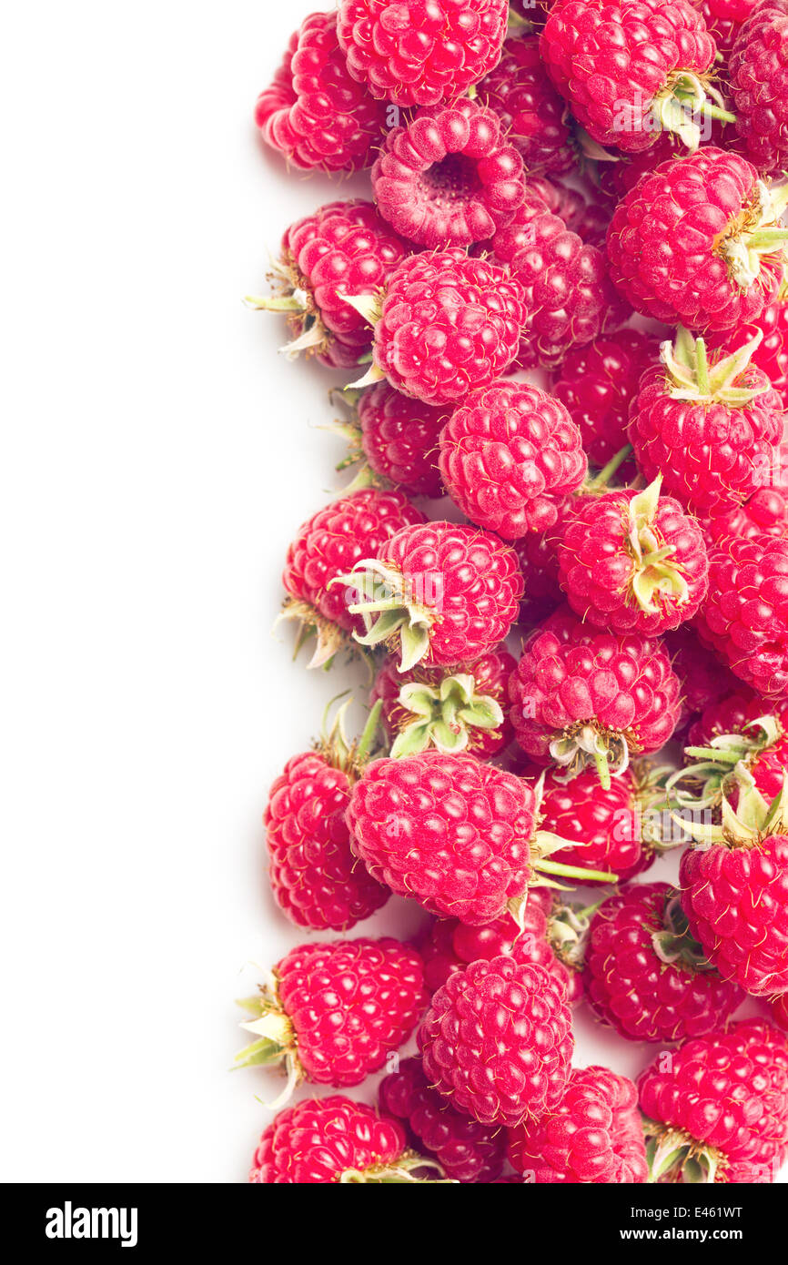 red raspberry on white background Stock Photo - Alamy