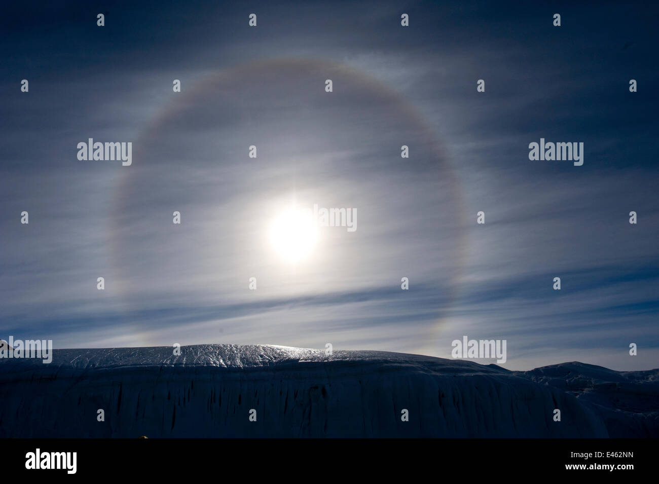 Sun Dog, or Parhelion, caused by refraction of the sun's rays, more ...