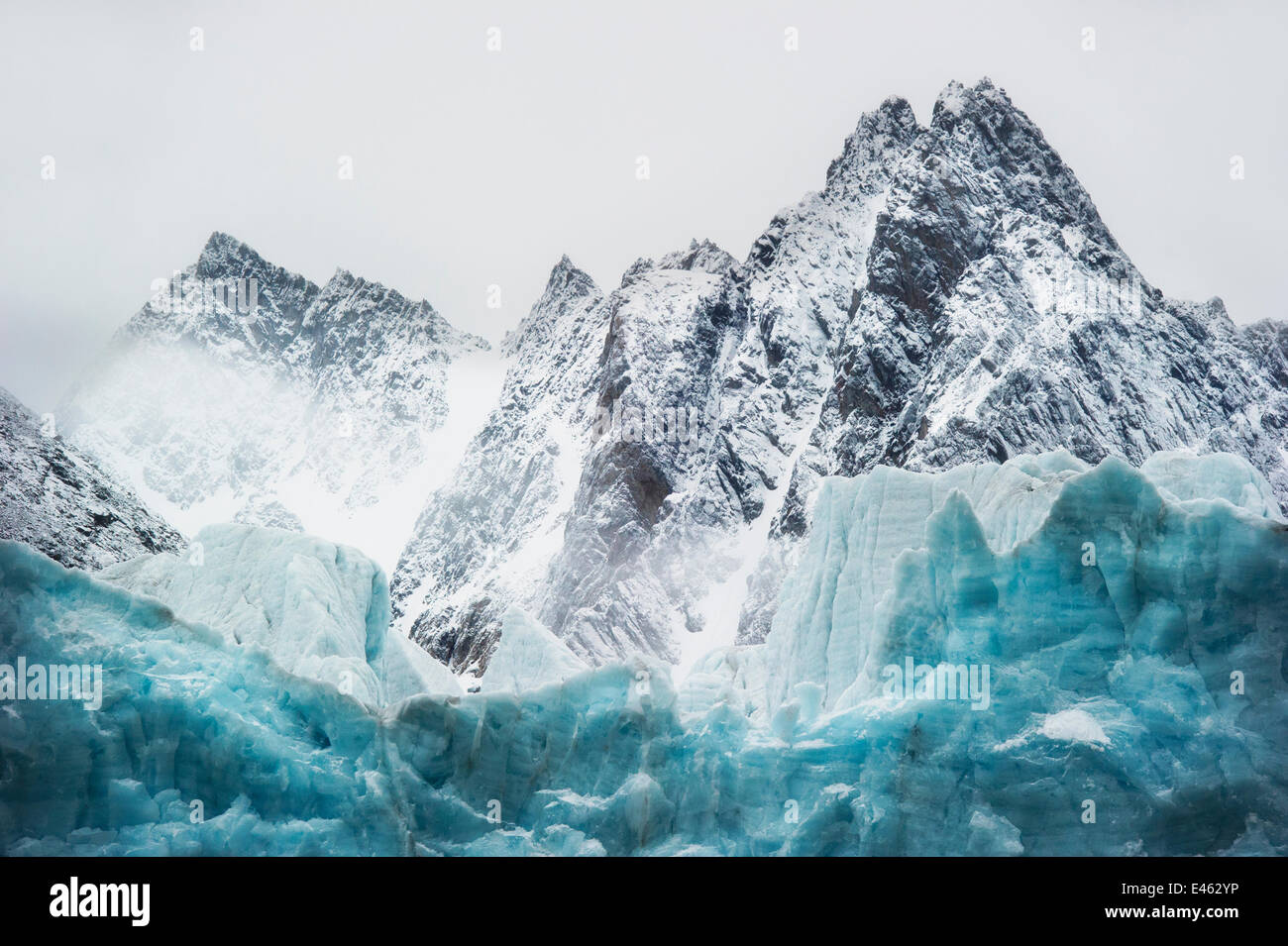 Glacier and mountain peaks. Spitsbergen, Svalbard, September Stock ...