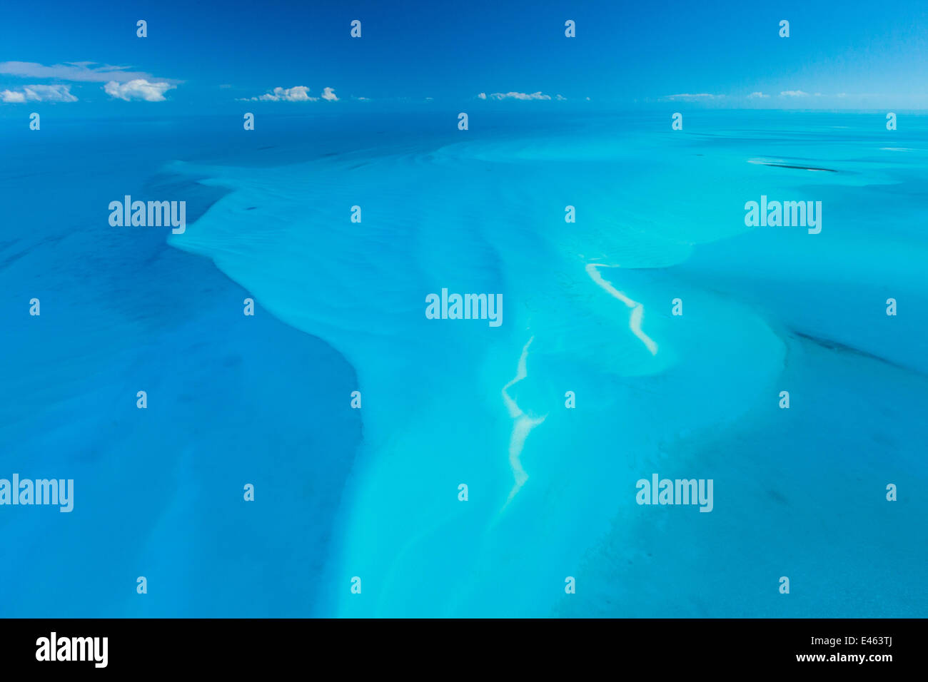 Aerial image showing sandbanks in the Bahamas archipelago, Caribbean ...