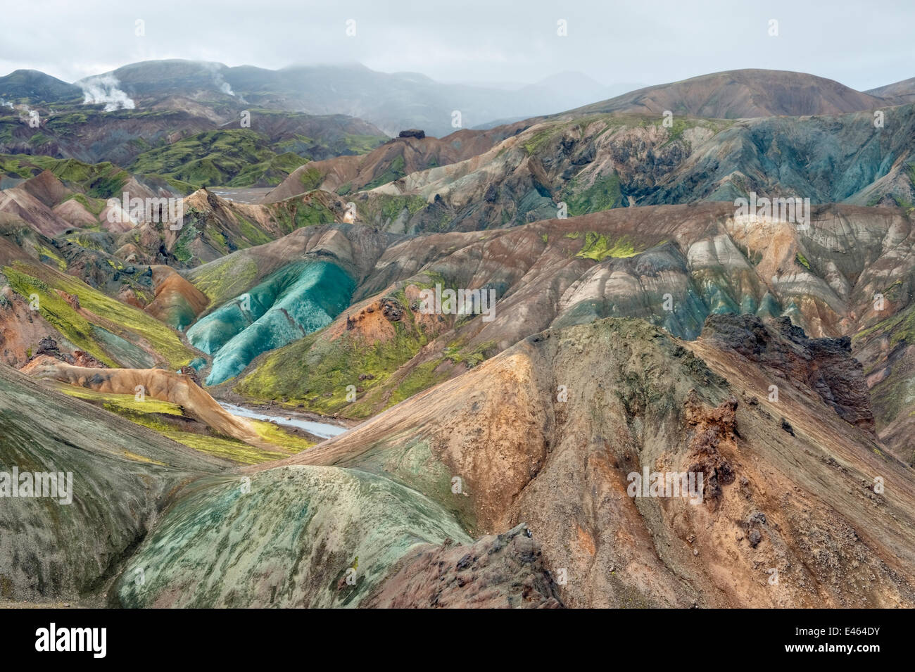 Colourful rhyolite mountain landscape, Landmannalaugar, Sveinsgil ...