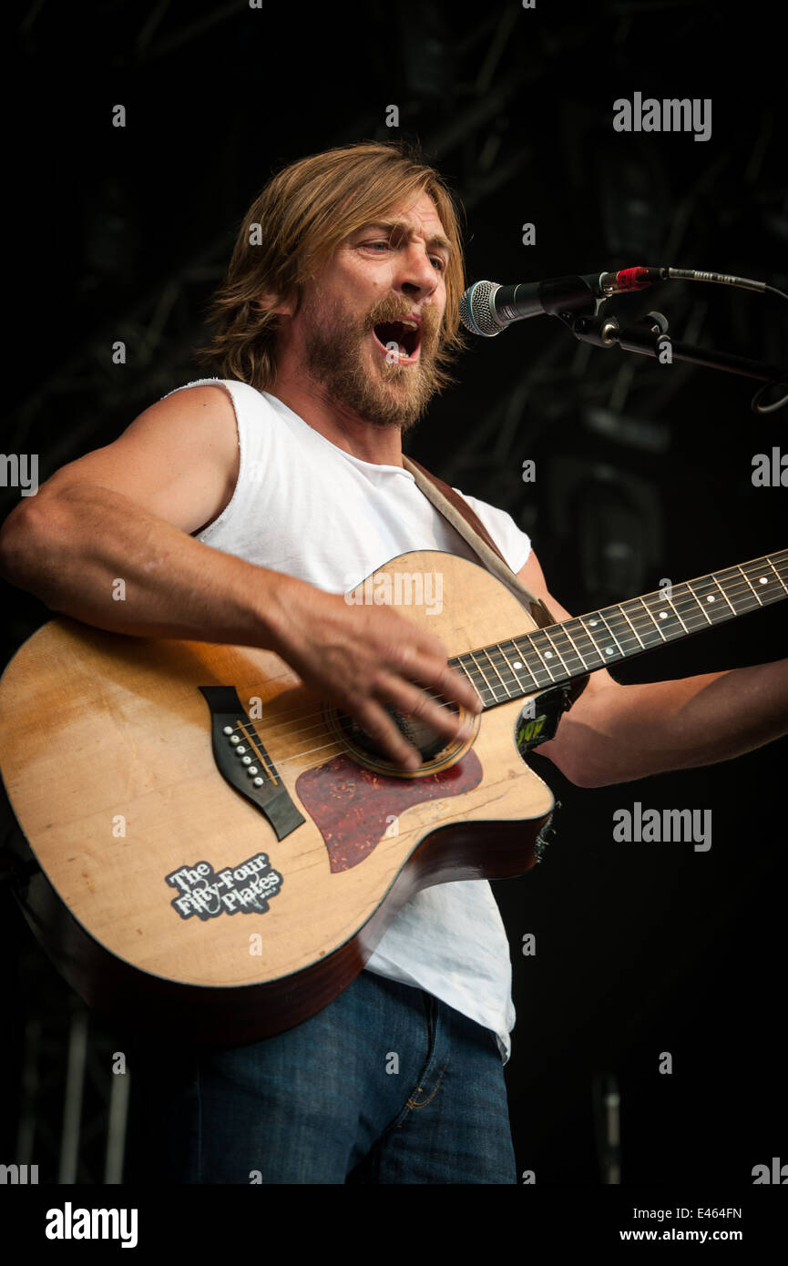 The Fifty four plates on stage at The Bearded Theory festival Stock ...