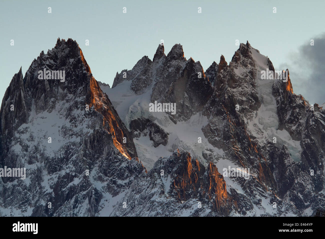 Mountains covered in snow, Chamonix, France, in winter of December 2011 ...