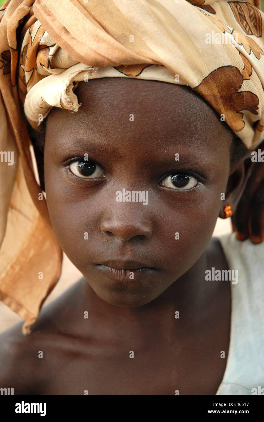 Portrait of a young girl. Bassari country, east Senegal. This area ...