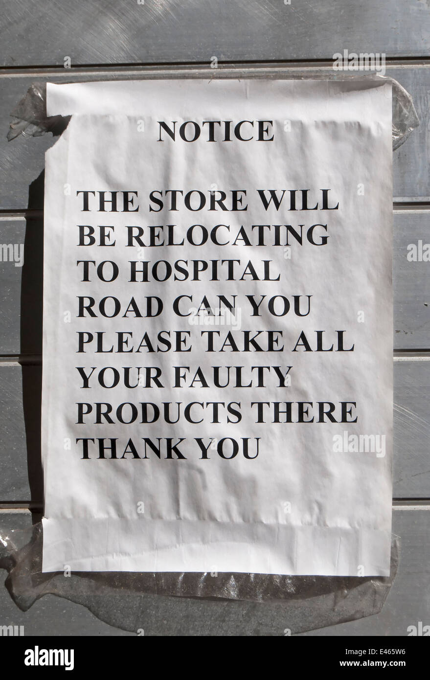 notice fixed to a shop window in hounslow, middlesex, england, inviting ...