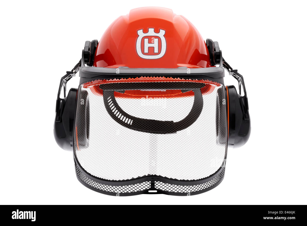 Forest safety helmet on white background Stock Photo - Alamy