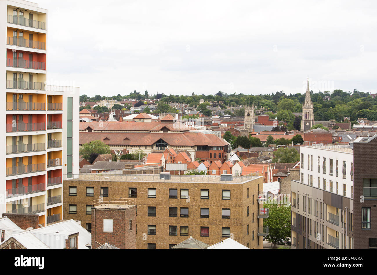 Ipswich aerial view to town centre from Stoke Quay Stock Photo - Alamy