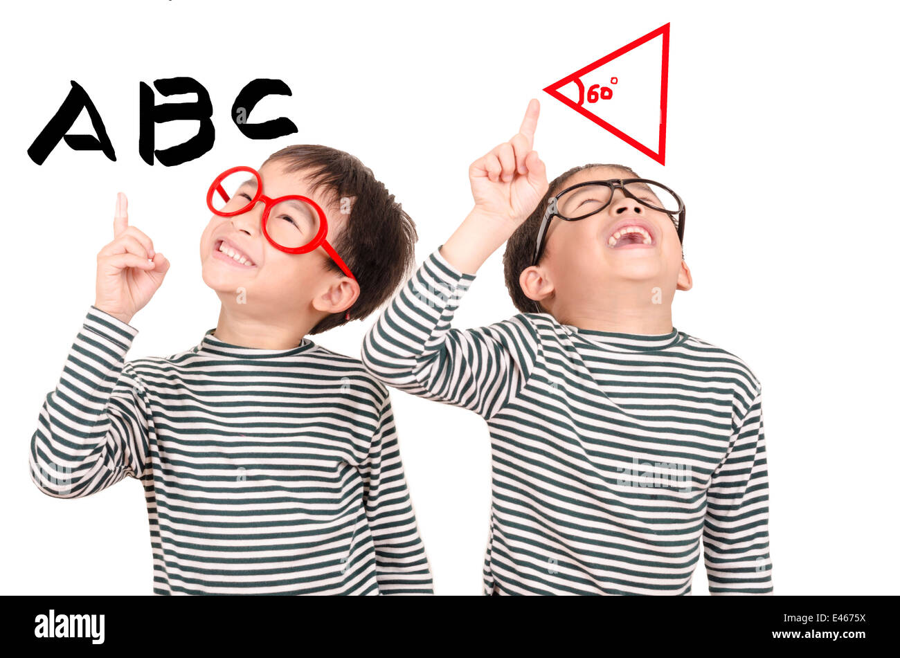 Two brother thinking on white background Stock Photo - Alamy