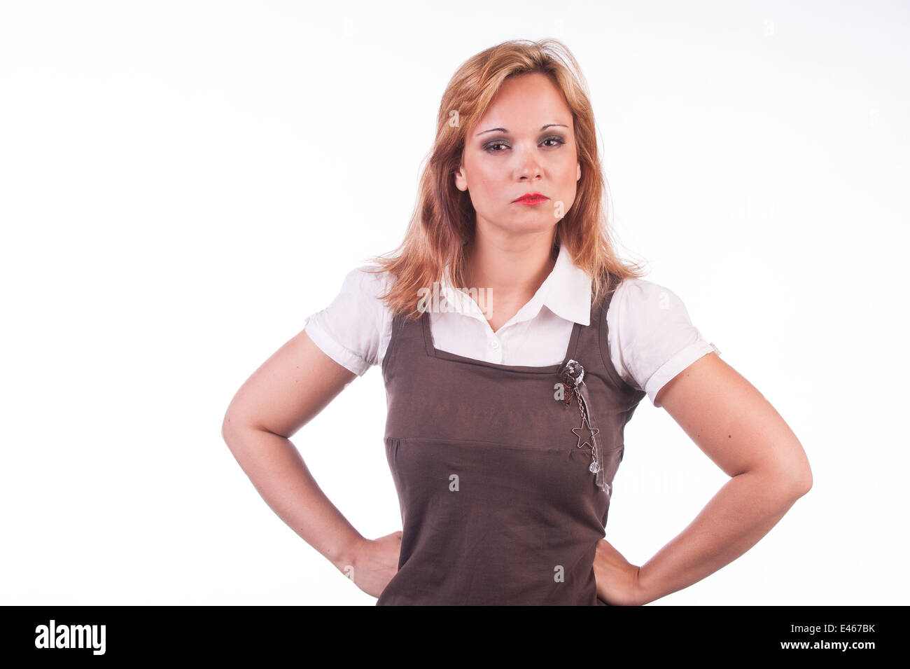 blond woman looking forward Stock Photo - Alamy