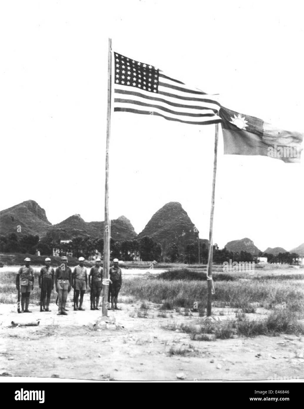 During flags in on Black and White Stock Photos & Images - Alamy