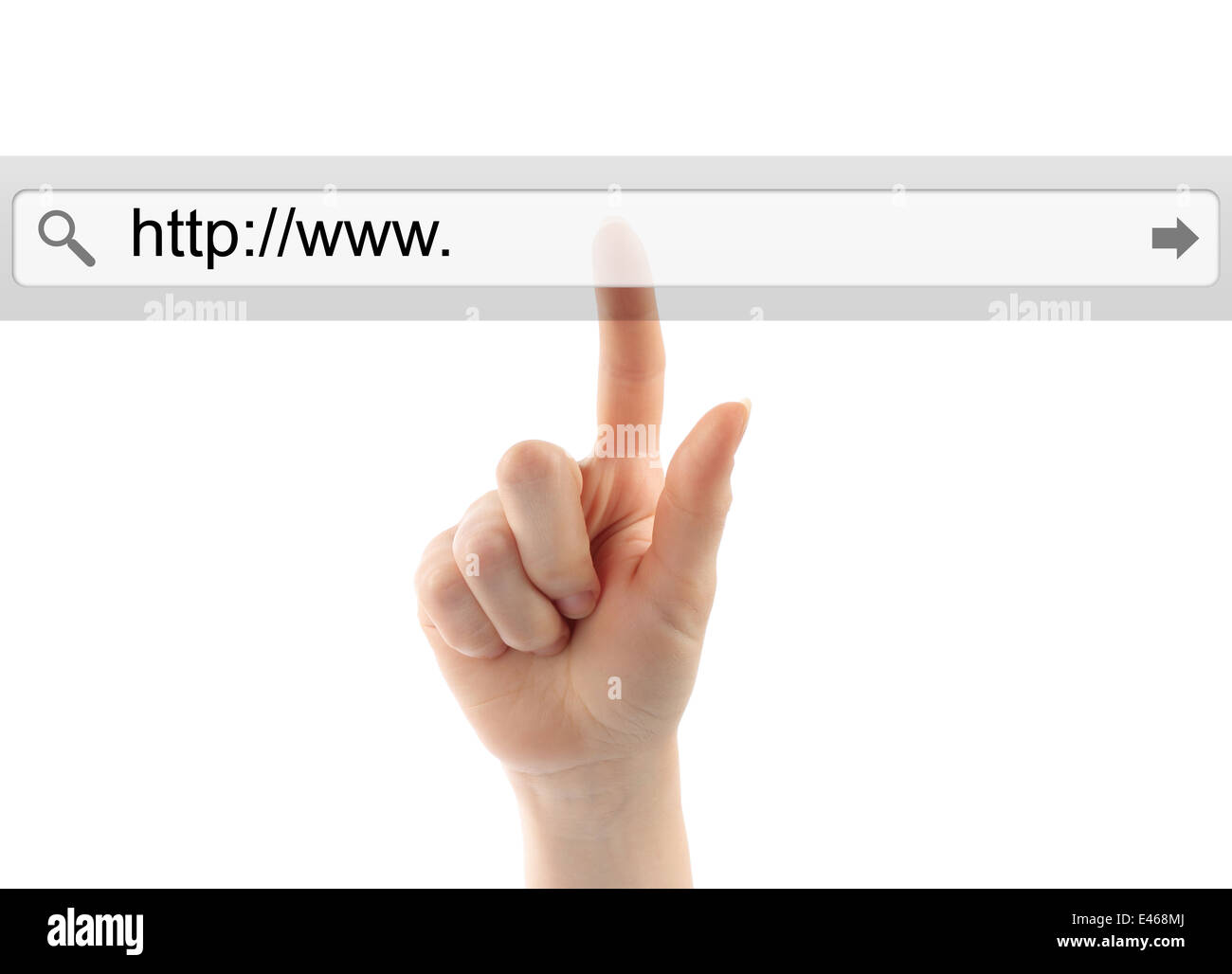 Hand pushing virtual search bar on white background, internet concept ...