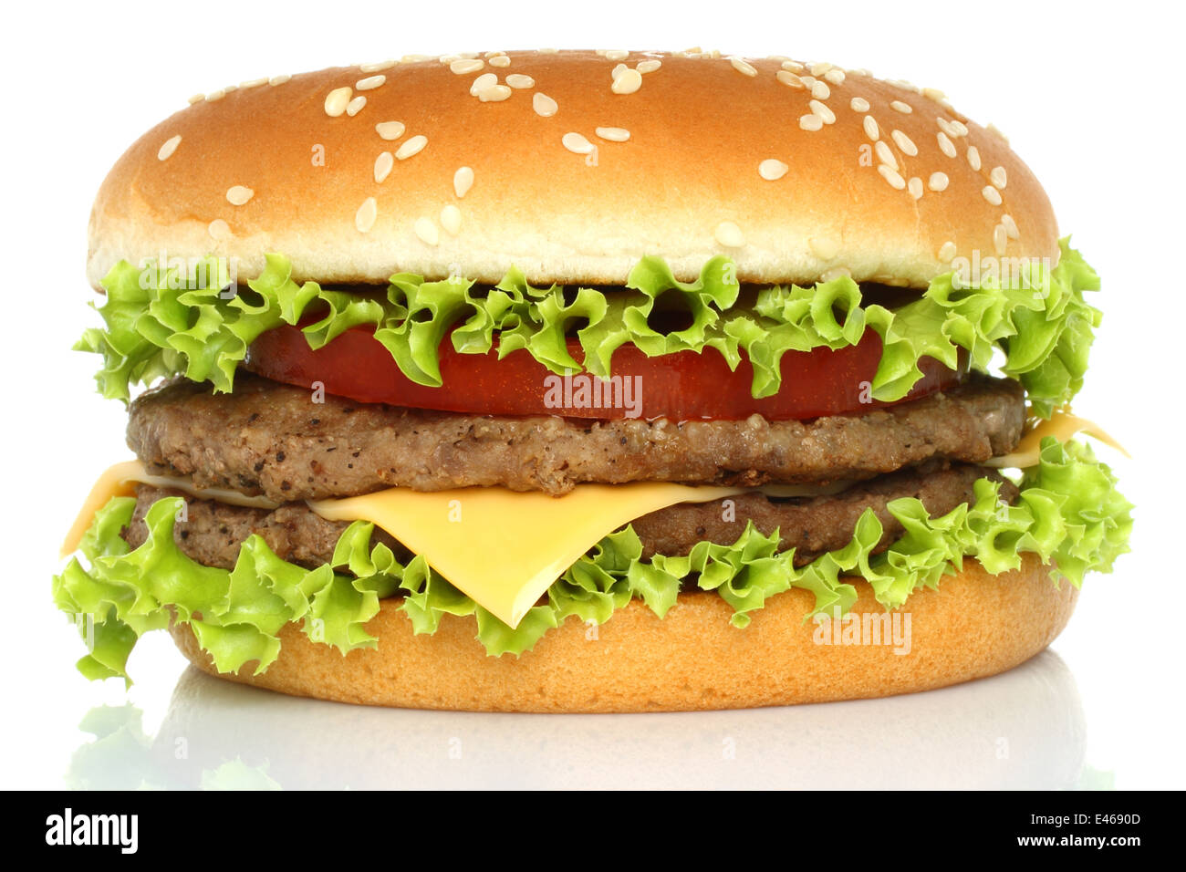 Big hamburger on white background Stock Photo - Alamy