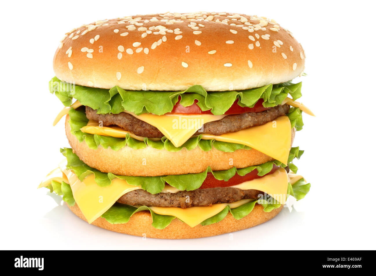Big hamburger on white background Stock Photo - Alamy