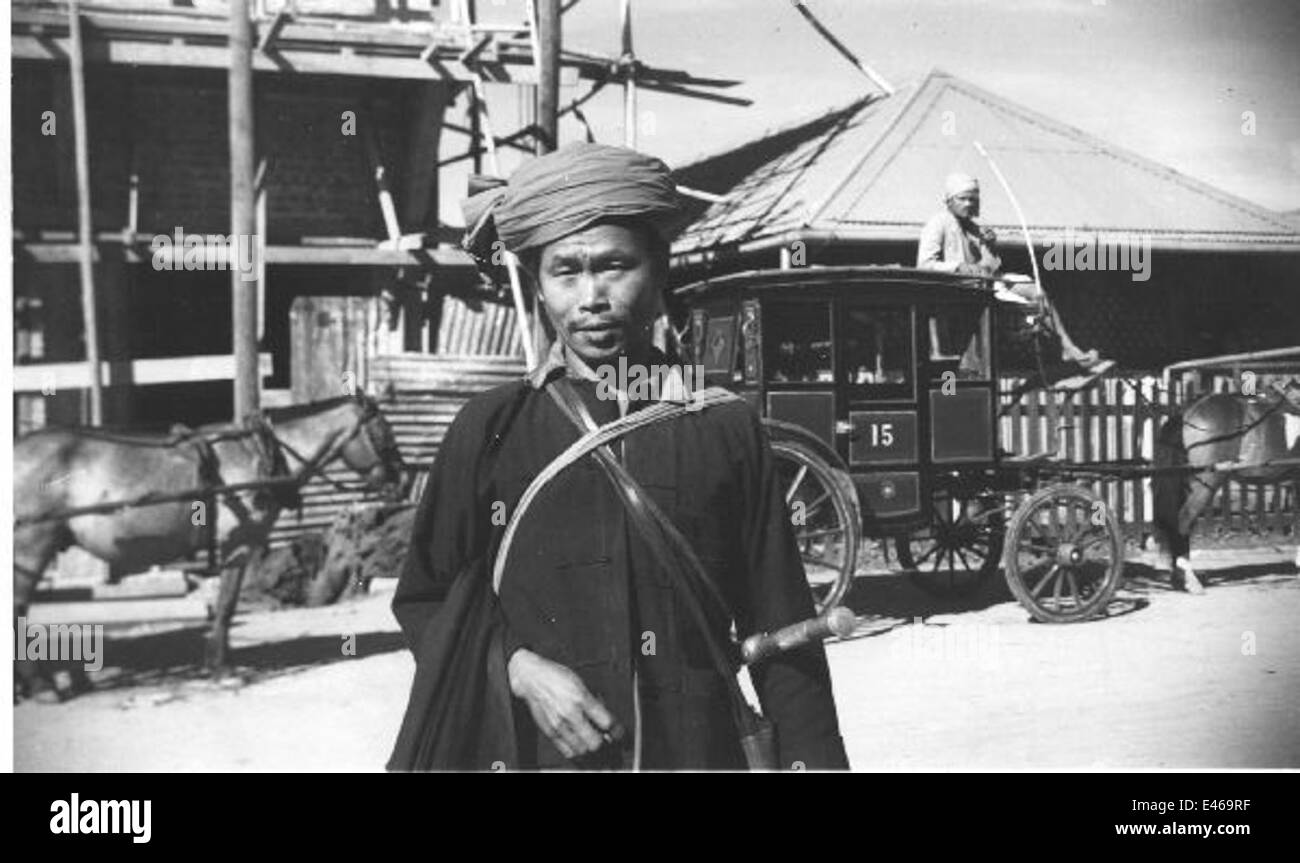 This image depicts a typical Shan man from Burma during WWII, a region ...