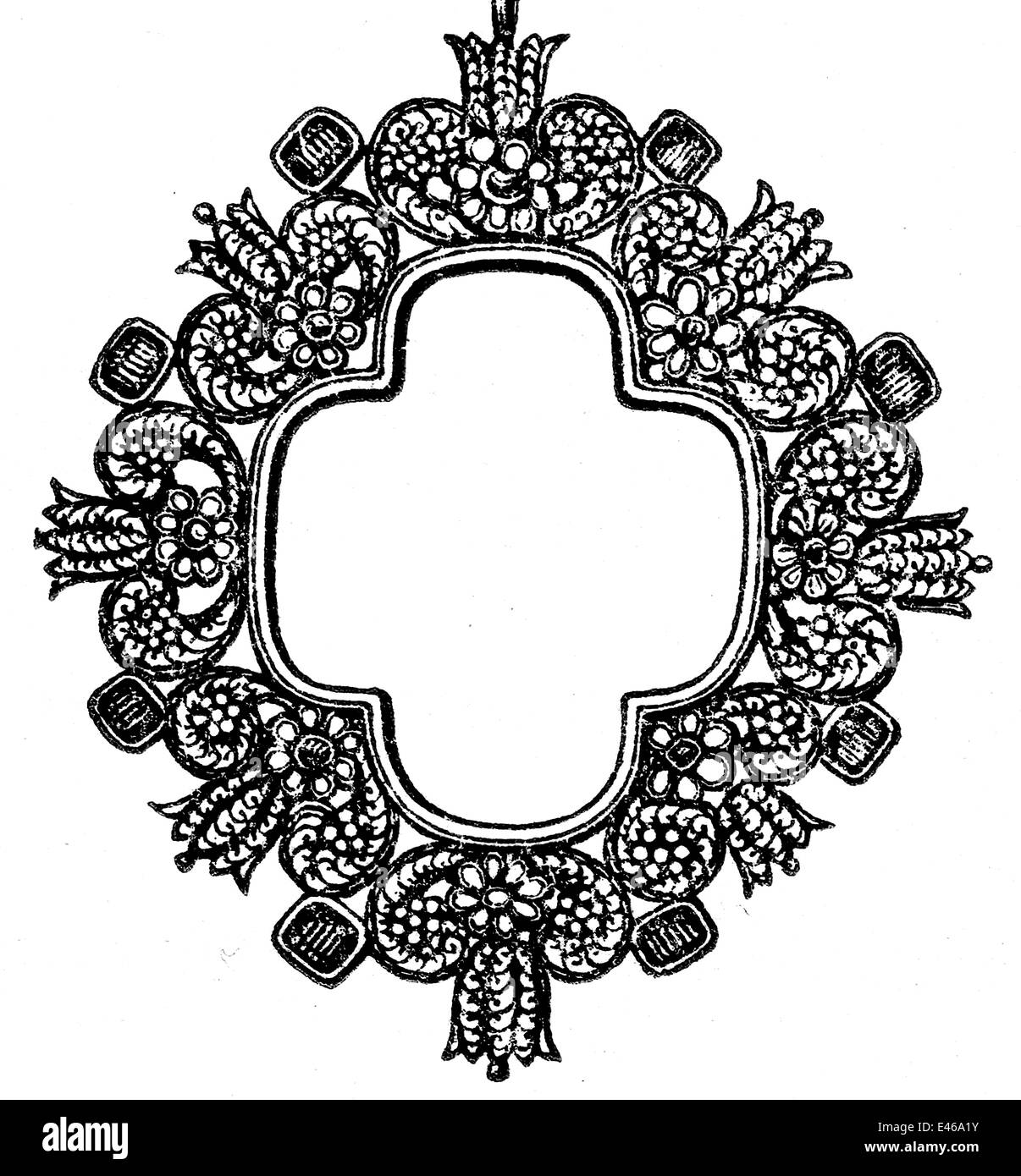 Antique Hungarian frame of the medallion, Jewelry enamel technique ...