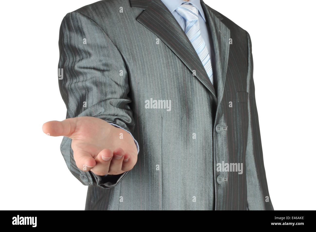 Businessman with empty hand on white background Stock Photo - Alamy