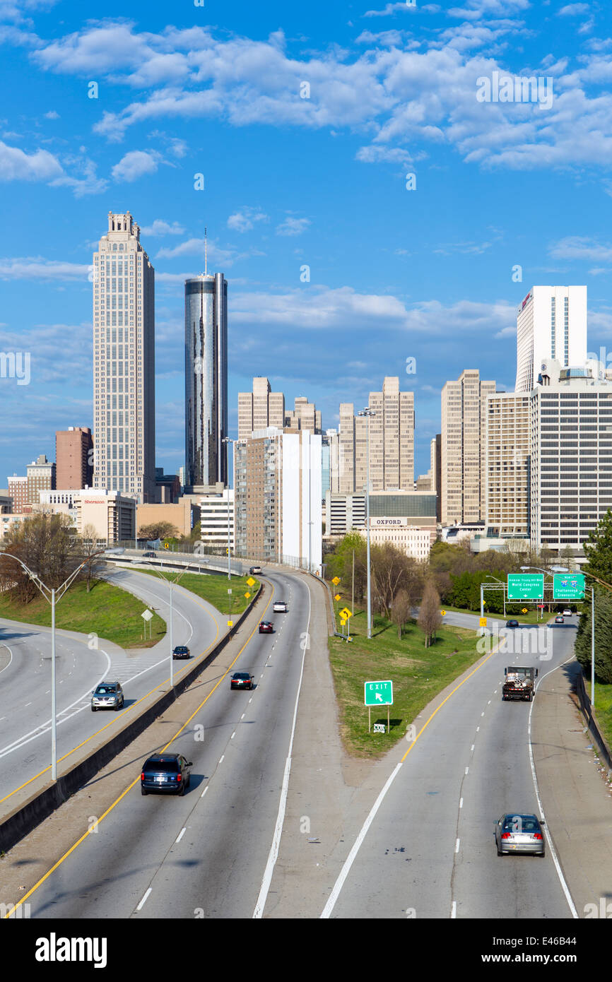Elevated view, Freedom Parkway and Downtown Atlanta skyline, Georgia ...