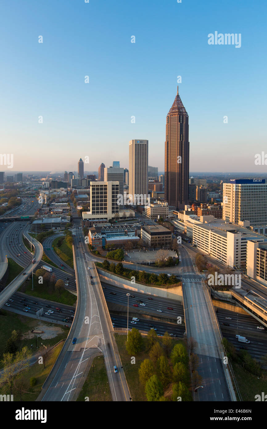 Elevated view over Downtown Atlanta skyline, Georgia, United States of ...
