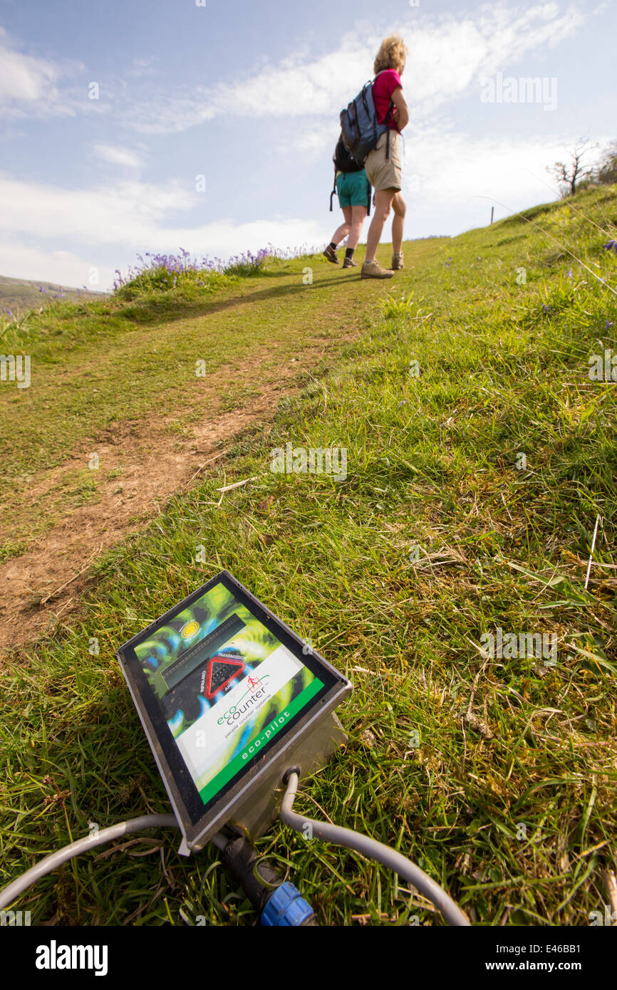 An eco counter being used to count the number of people on a path in a ...