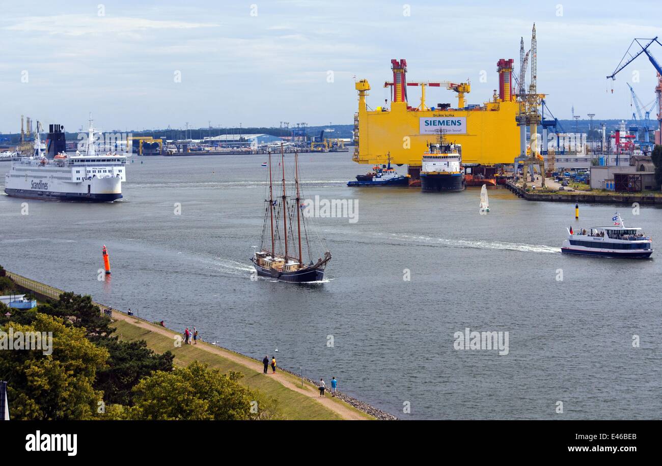 The SylWin alpha converter platform is seen at the quay of Nordic Yards ...