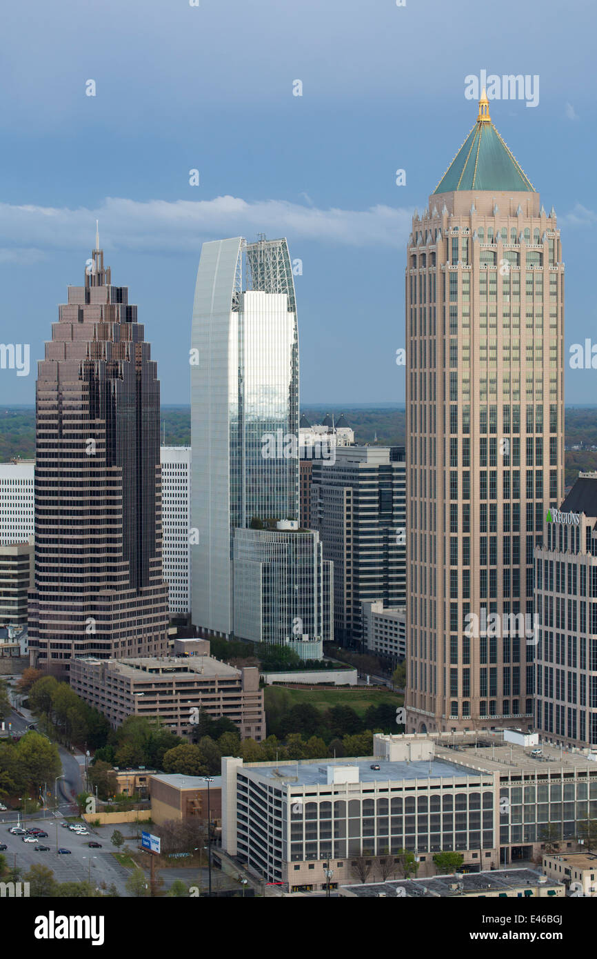 Elevated view skyscrapers on Atlanta skyline, Atlanta, Georgia, United ...