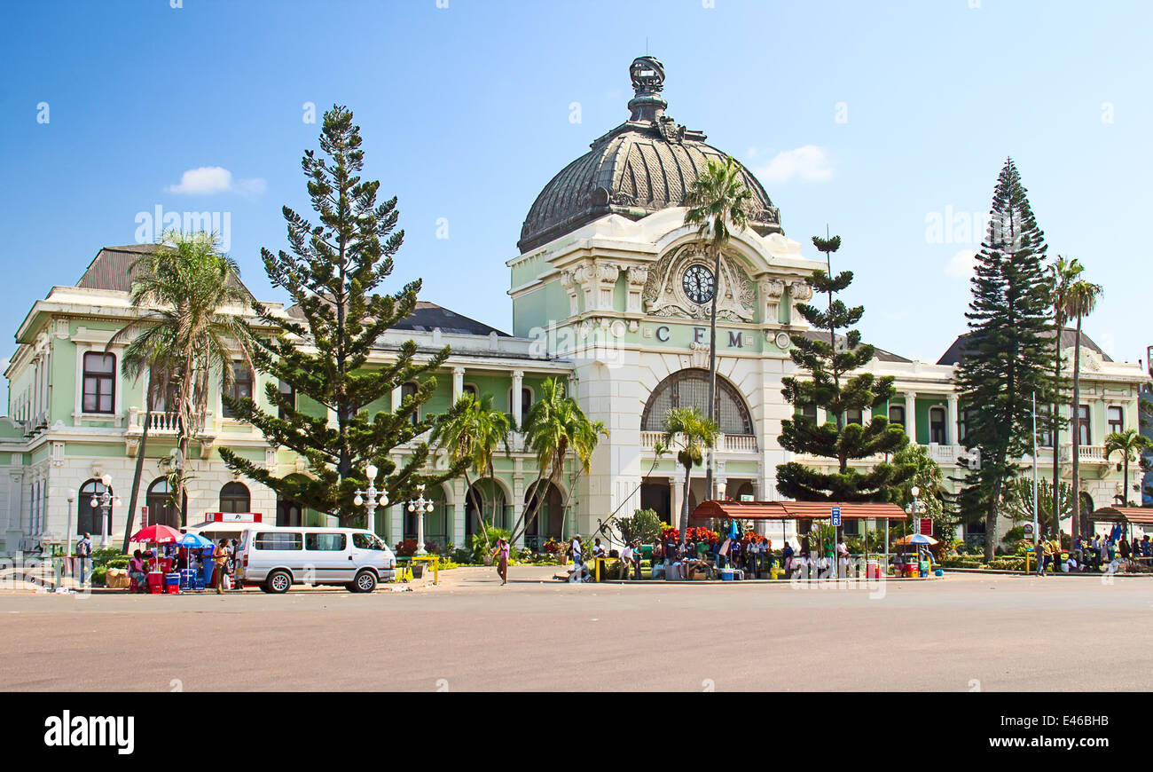 MAPUTO, MOZAMBIQUE - APRIL 29: Main railway statiion and bus terminal ...