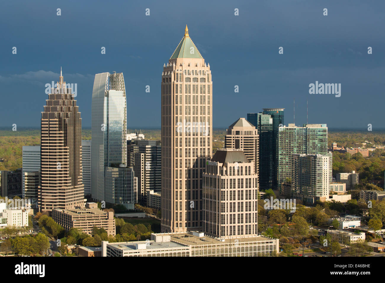 Elevated view skyscrapers on Atlanta skyline, Atlanta, Georgia, United ...