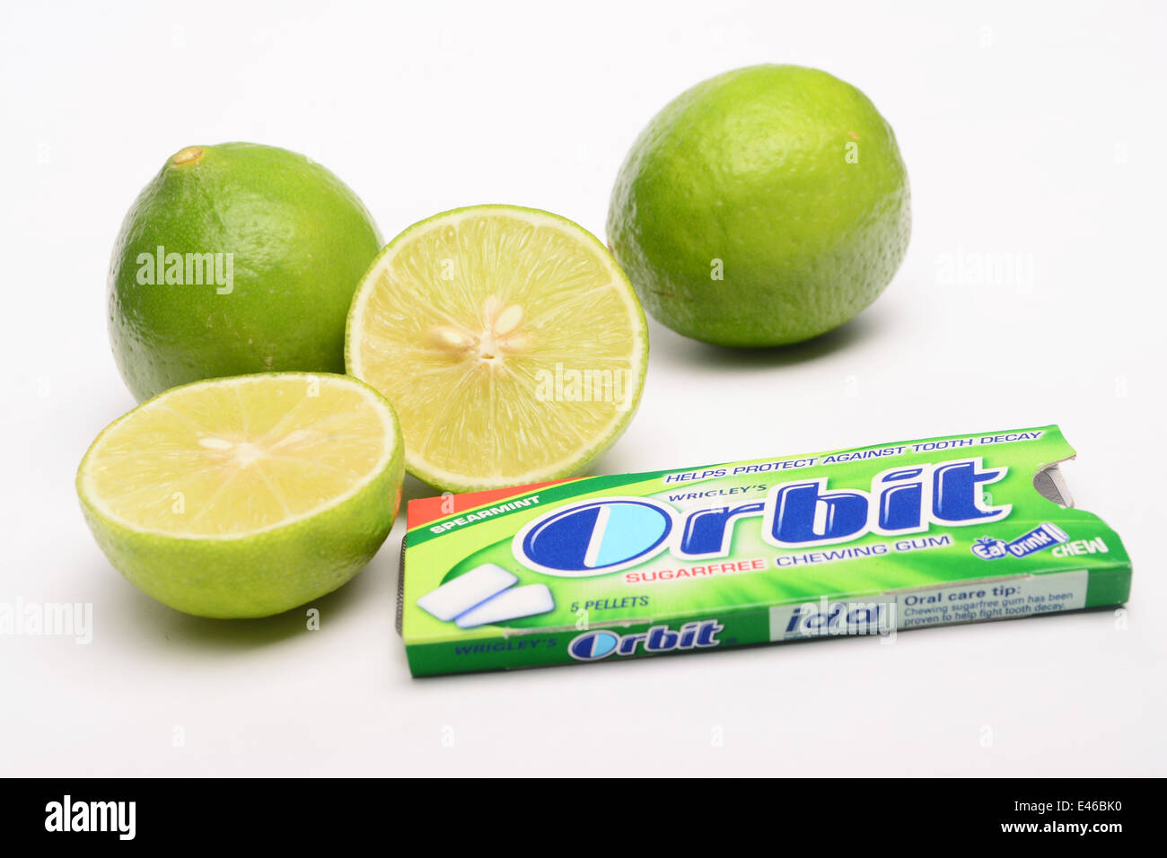 Green lime isolated on white with Orbit Stock Photo - Alamy