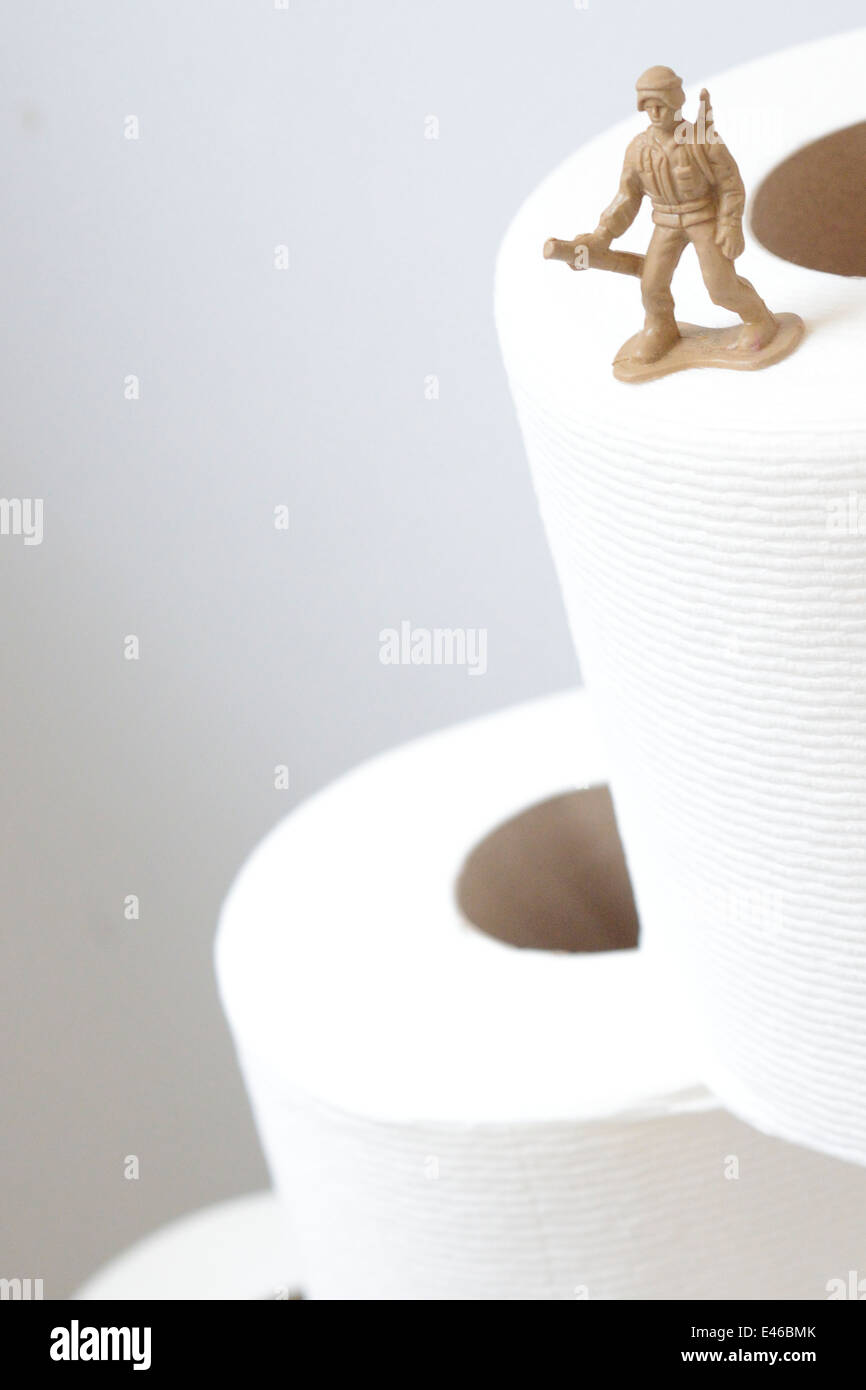 Toilet roll with action man figure Stock Photo - Alamy