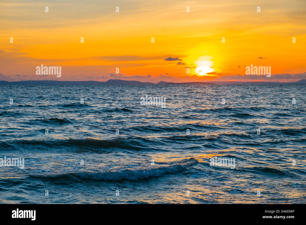 Golden Sunset over Sea, Sihanoukville, Cambodia, Southeast Asia Stock ...