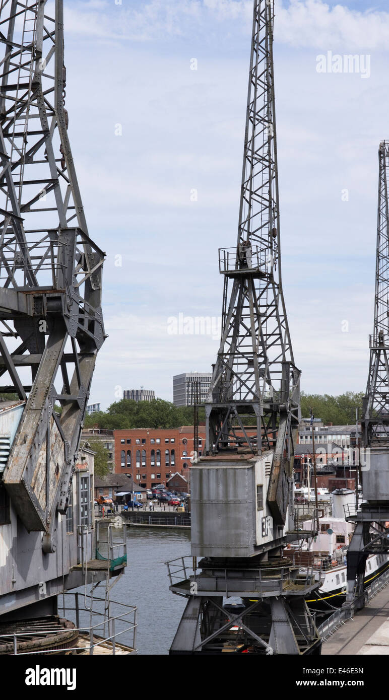 The cranes at M Shed on the Bristol Harbourside Stock Photo - Alamy