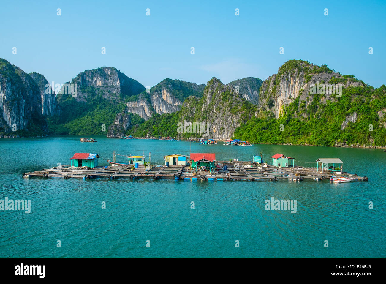Floating fishing village in Halong Bay, Vietnam, Southeast Asia Stock ...