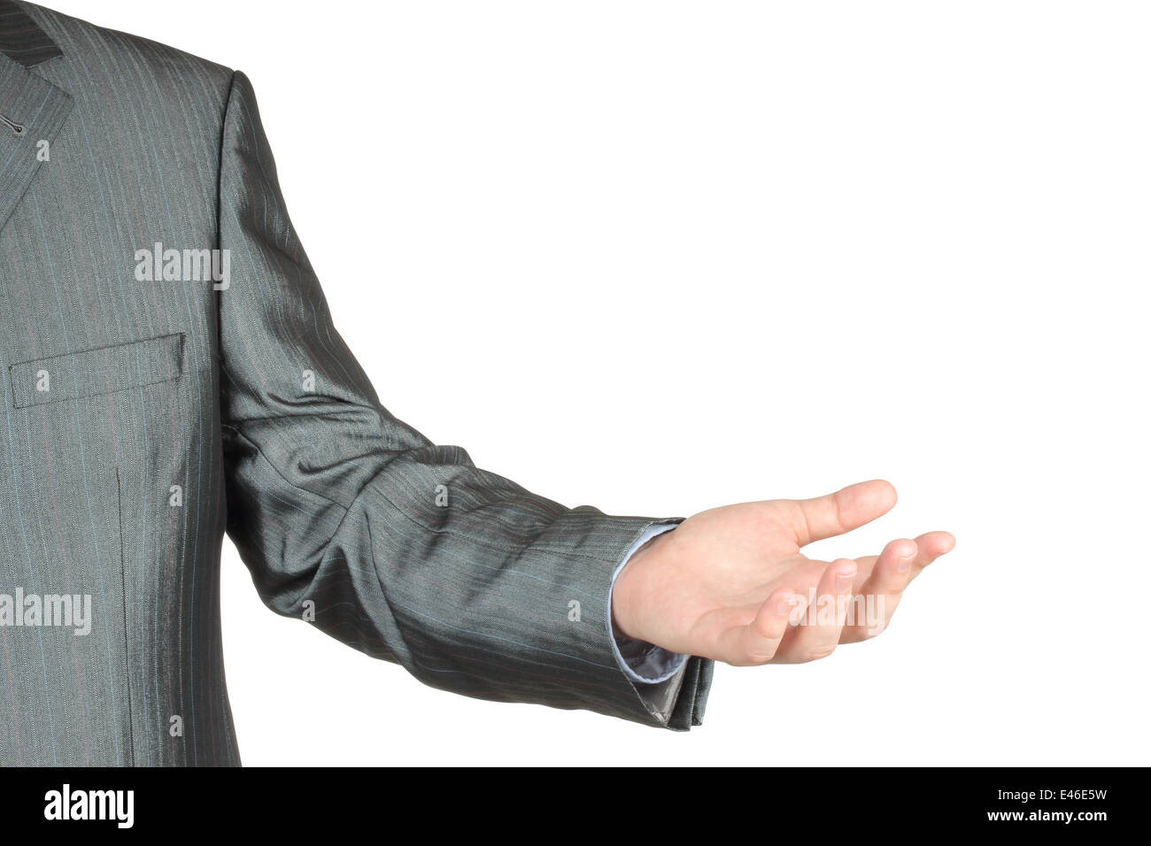 Businessman with empty hand on white background Stock Photo - Alamy