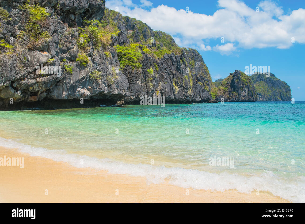 Beautiful sandy beach and sea shore, Palawan, Philippines Stock Photo ...