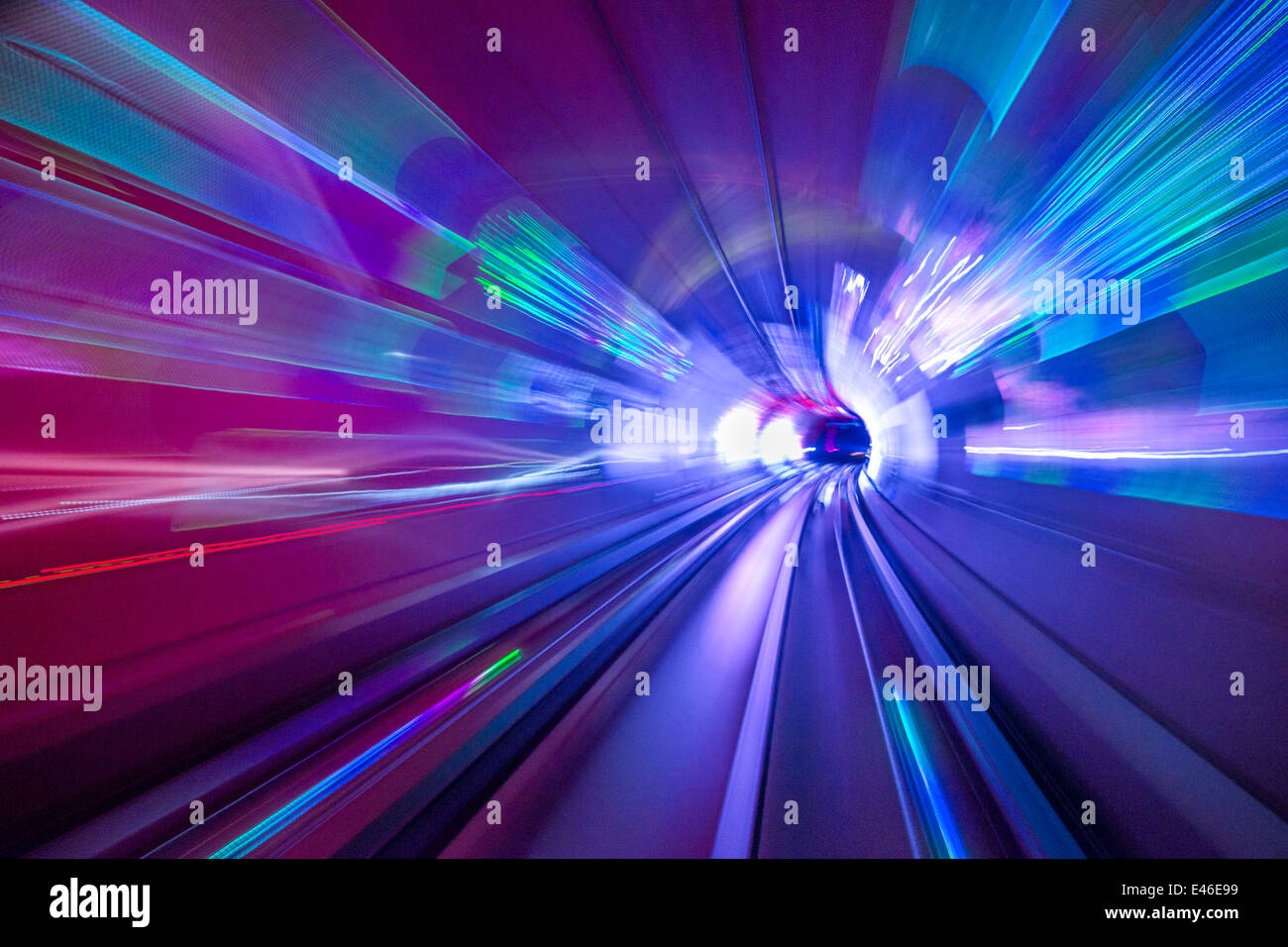 Sightseeing tunnel lights under the Huangpu River in Shanghai, China ...