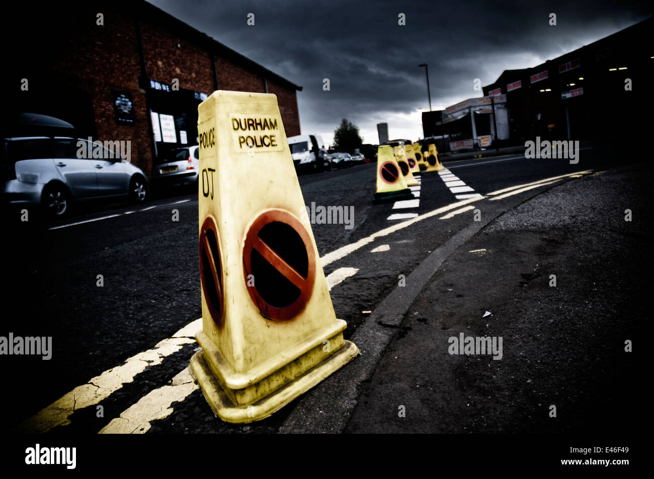 Police cones manage traffic outside of Sunderland AFC's Stadium of ...