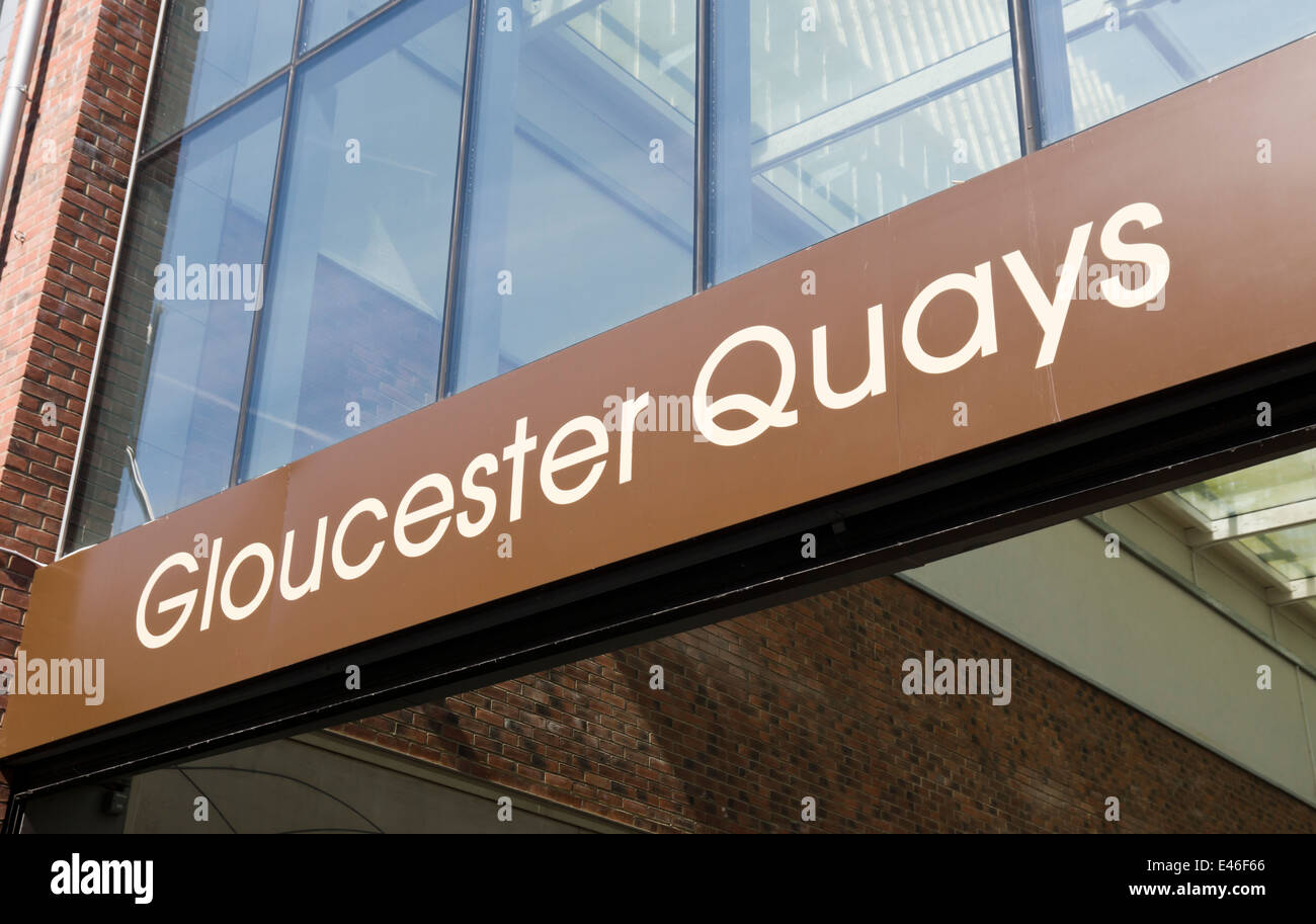 The city of Gloucester The Gloucester Quays Center sign Stock Photo - Alamy