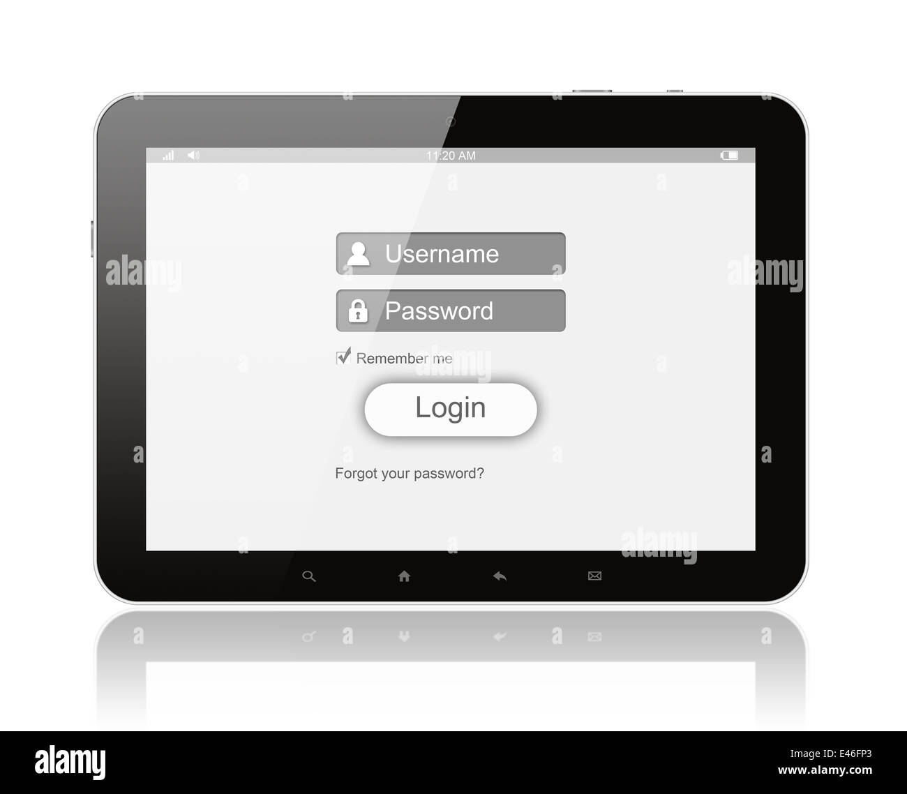 Tablet PC with login box on white background Stock Photo - Alamy