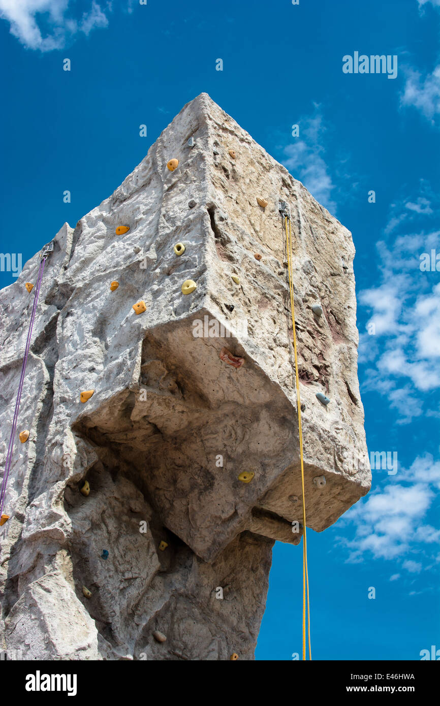 Artificial Outdoor Climbing Wall With Overhang Stock Photo - Alamy