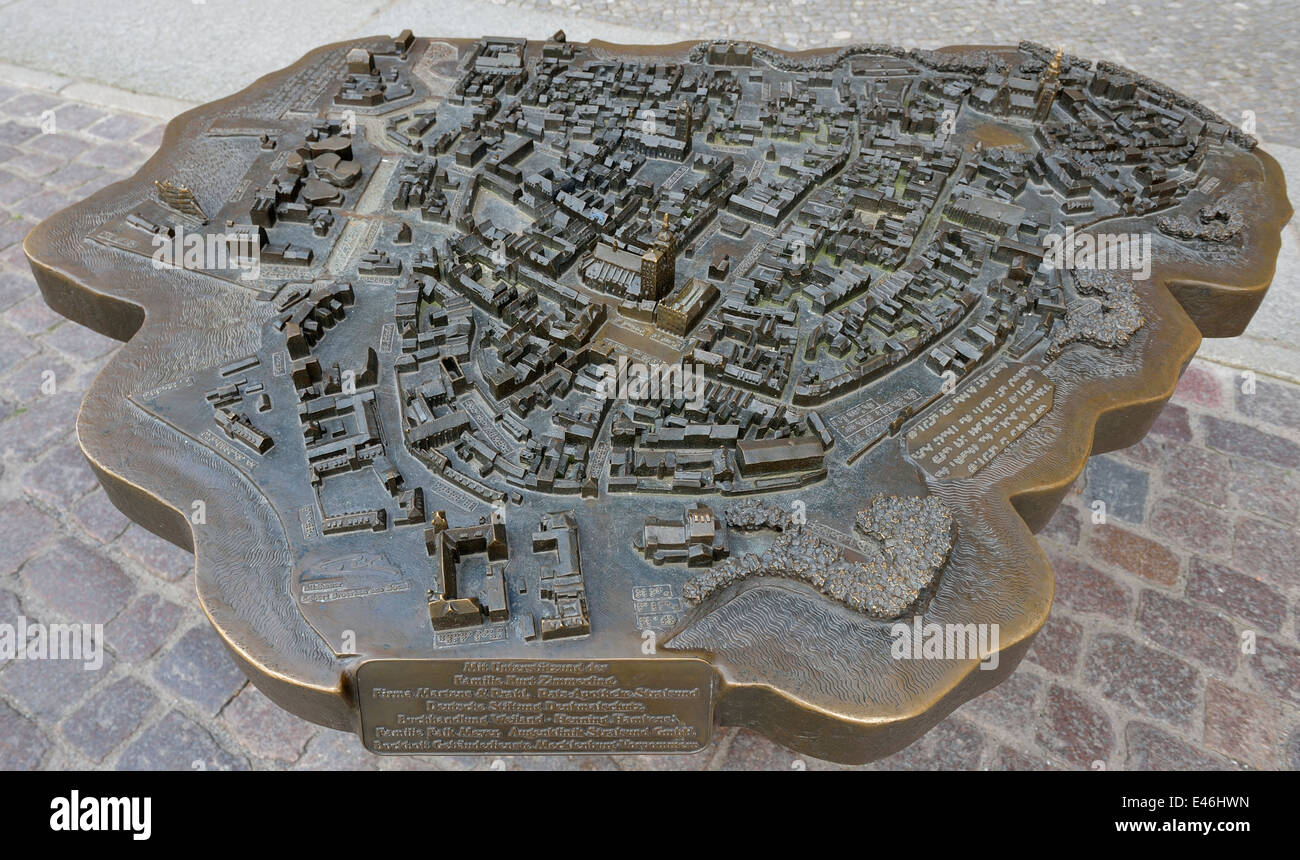 Bronze scale model of Stralsund Germany Hanseatic town on the Baltic ...