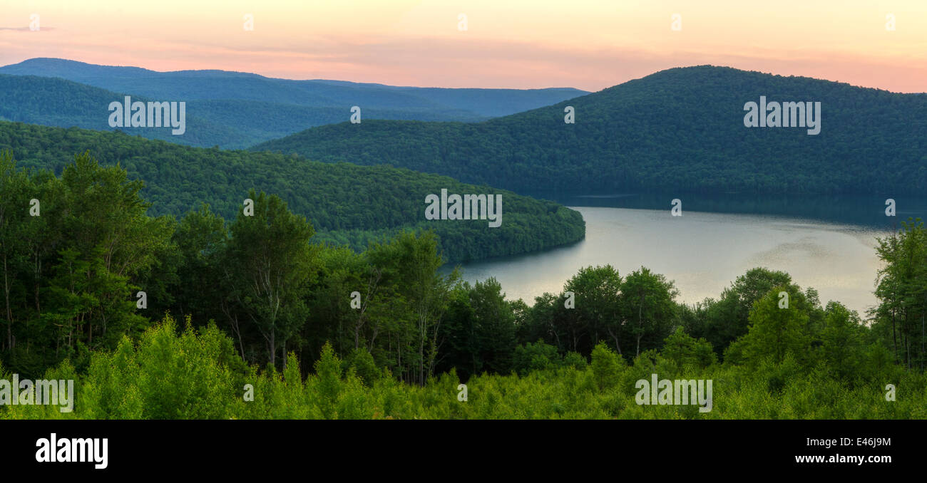Panoramic view of the Pepacton Reservoir and Catskills Mountains at ...