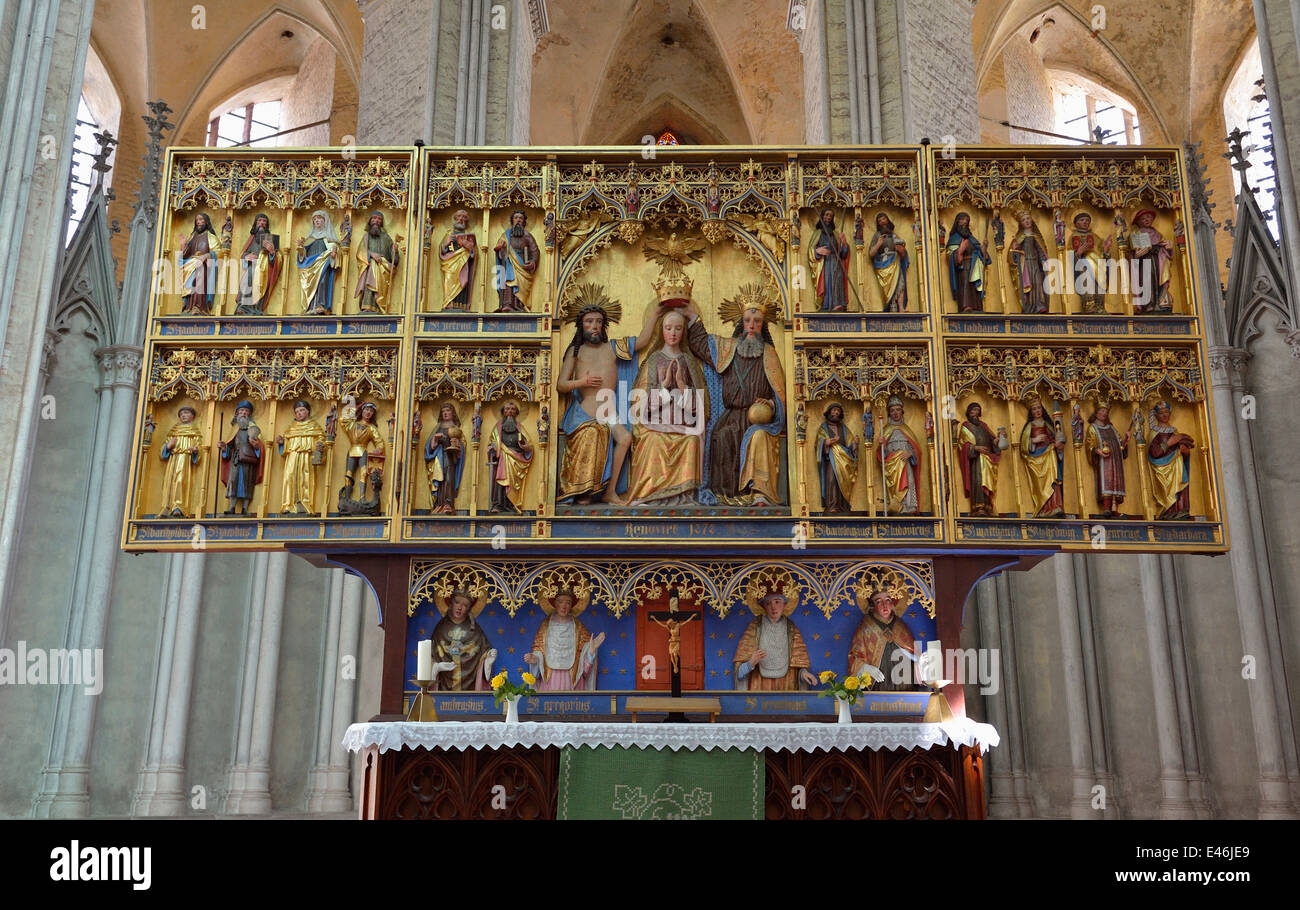 Medieval Altar piece Marienkirche Church Stralsund Germany Stock Photo ...