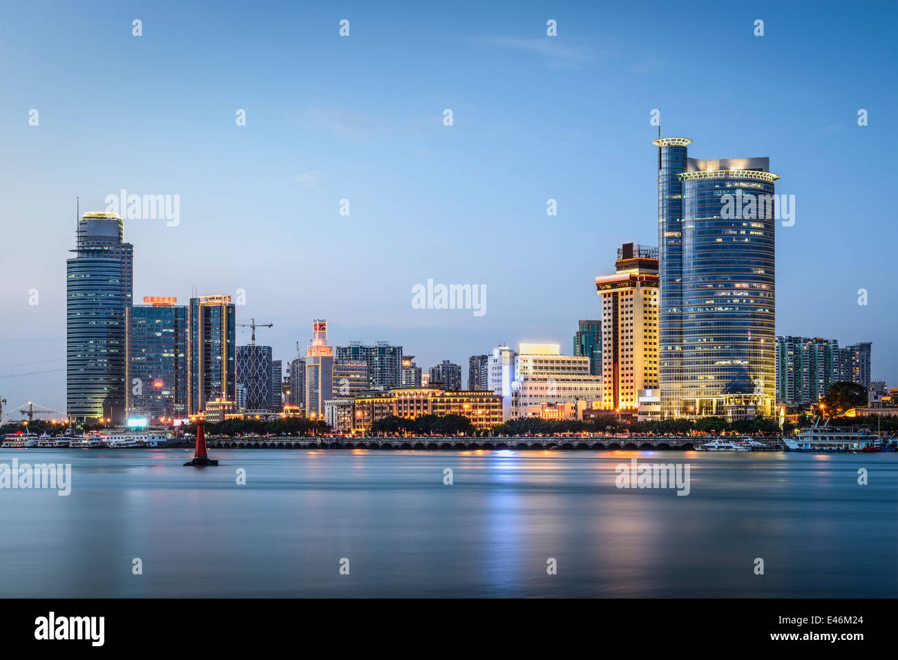 Xiamen, China skyline at twilight Stock Photo - Alamy