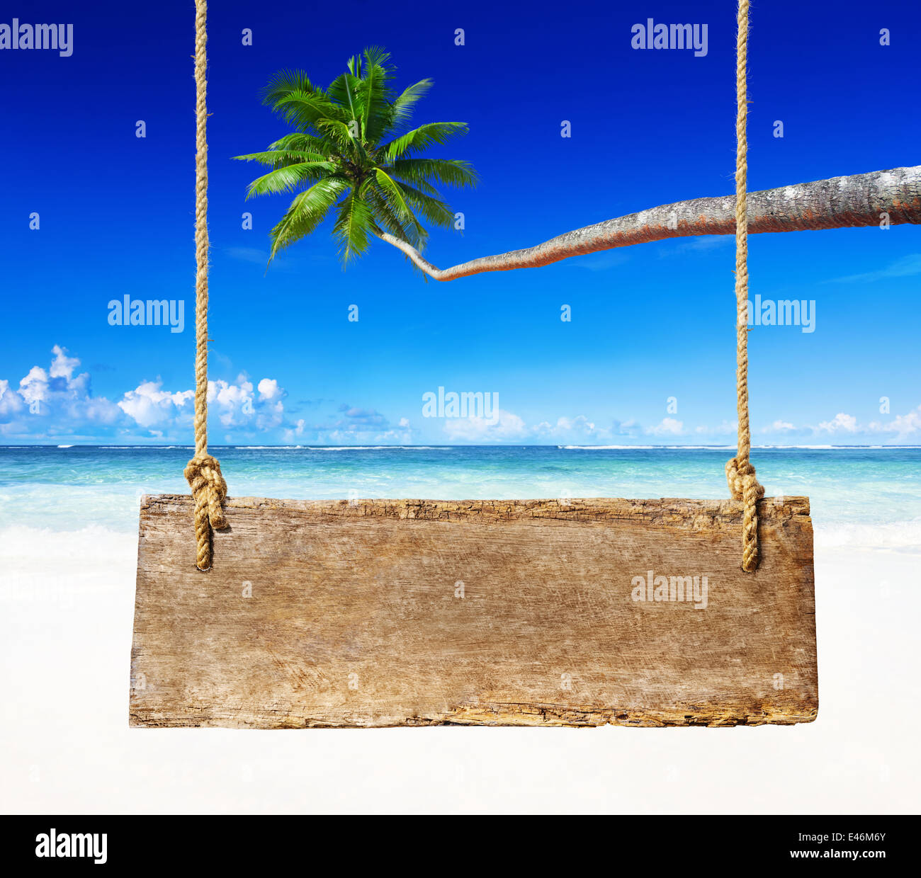 Wooden board on the beach Stock Photo - Alamy