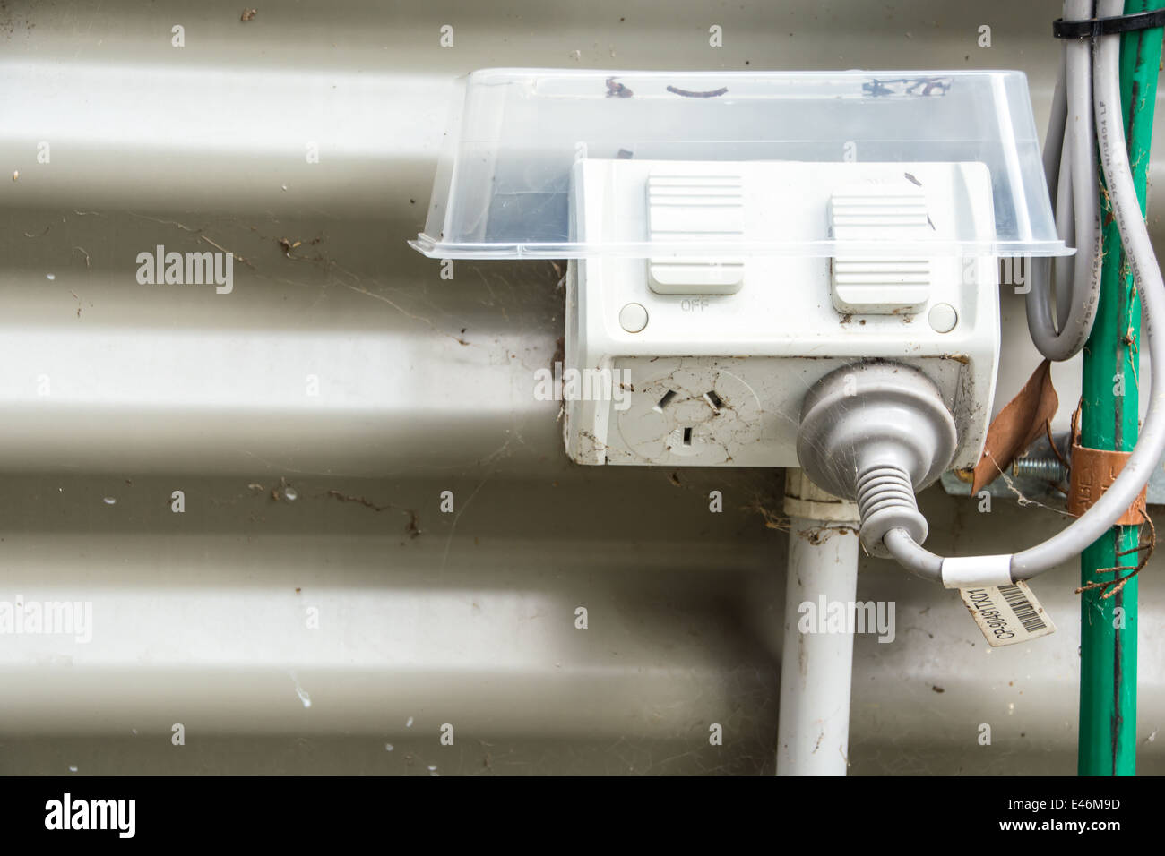 the power connection on the wall at the restaurant Stock Photo - Alamy