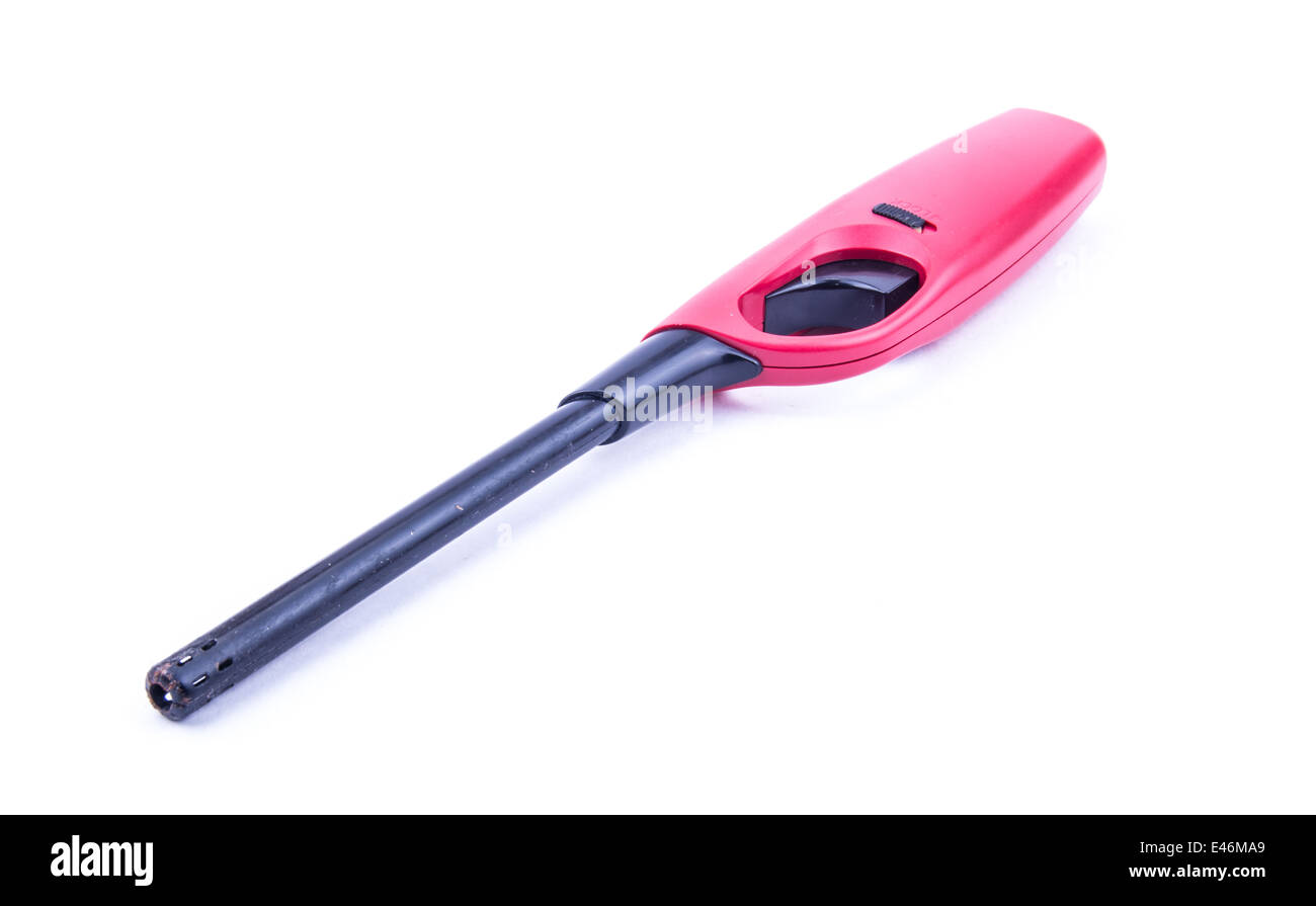 the red design lighter on the white background. isolated red lighter ...