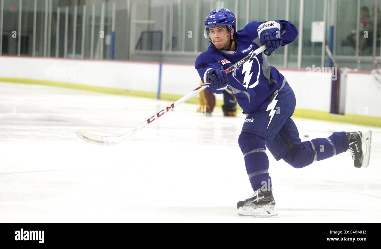 Brandon, Florida, US. 3rd July, 2014. Defenseman Anthony DeAngelo takes ...