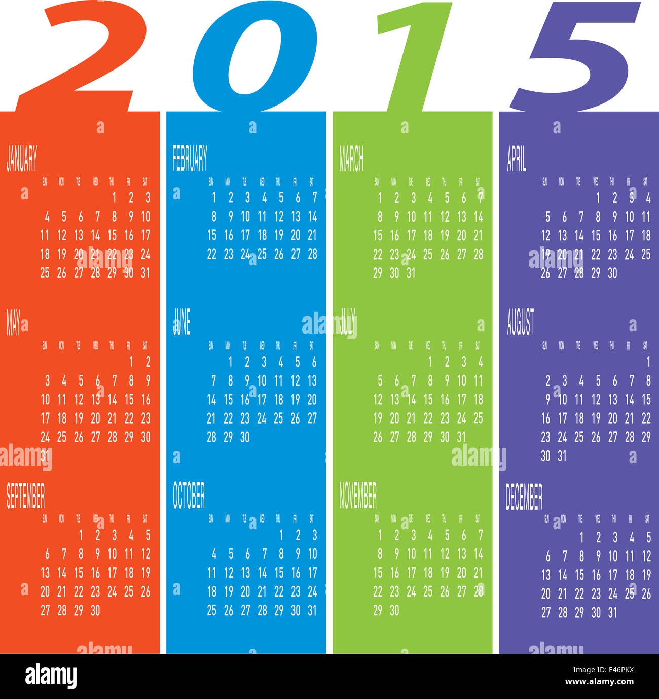2015 calendar chart hi-res stock photography and images - Alamy