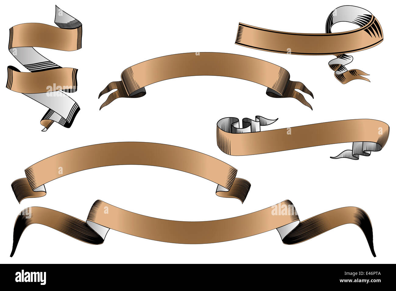 Brown ribbons set isolated on white background - vector illustration ...