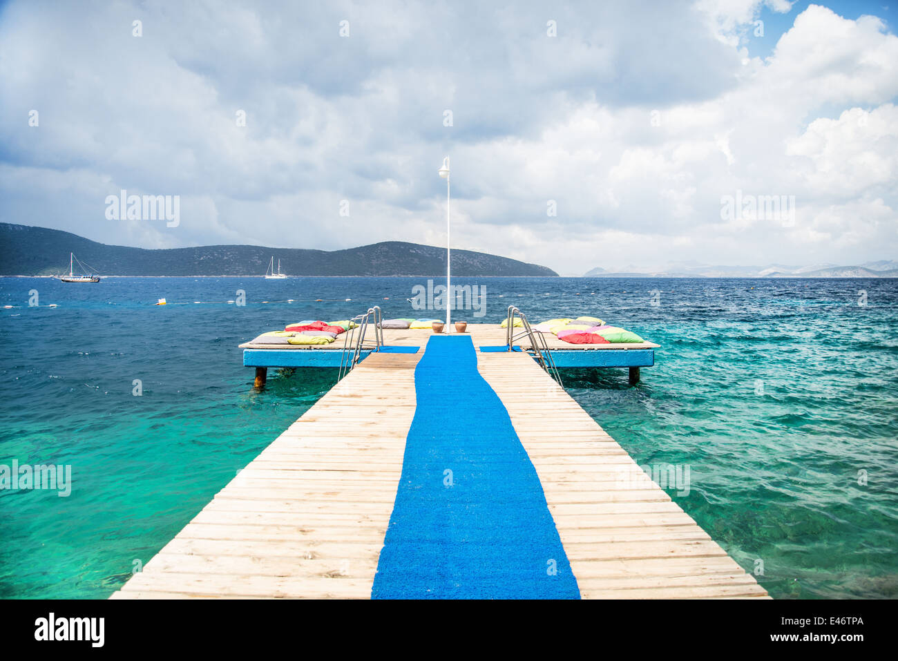 wooden pier and sea view Stock Photo - Alamy